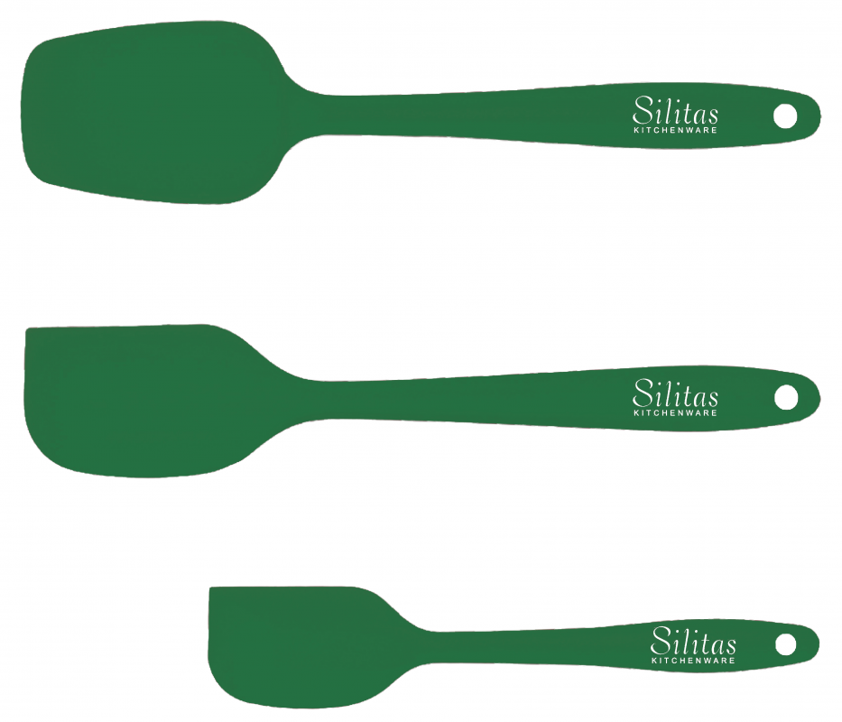 3 delige siliconen spatel set - Forest Green | Kook Factor
